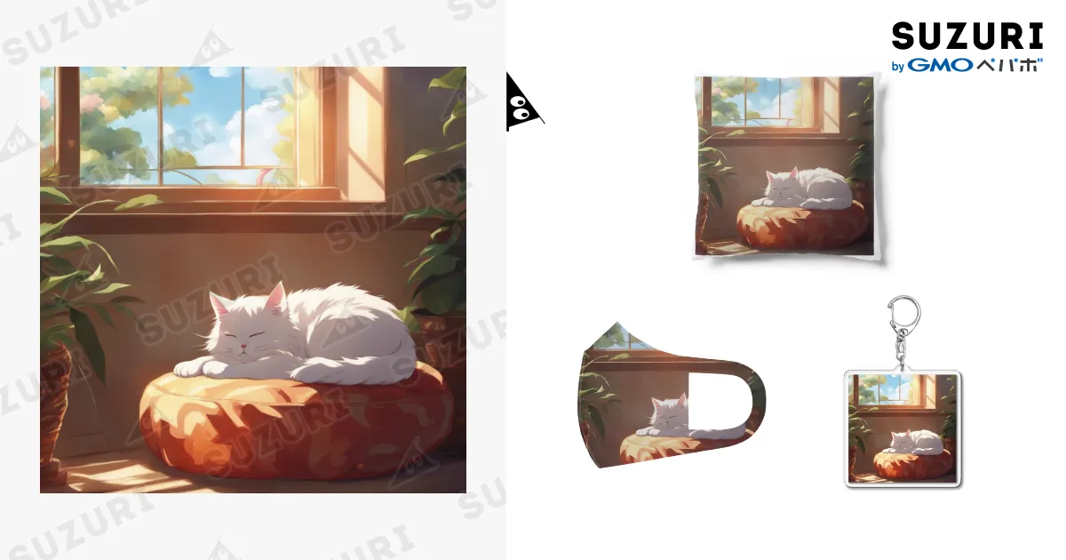 cat@kawaii ( irasuto-02 )の【お昼寝する白猫】という名のデザイン | オリジナルグッズ・アイテム通販 ∞ SUZURI ...