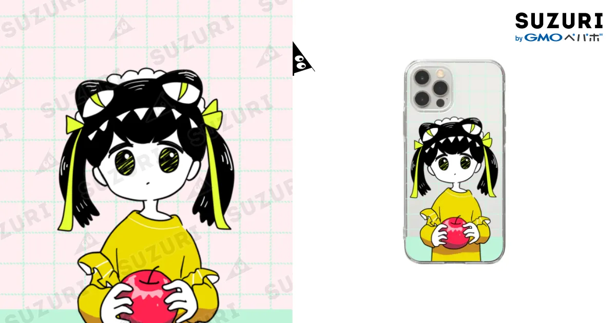 リンゴを持った女の子 / えもこ🎨 Emoco Ch. ( emoco_art )のソフトクリアスマホケース（iPhoneケース）通販 ∞ ...