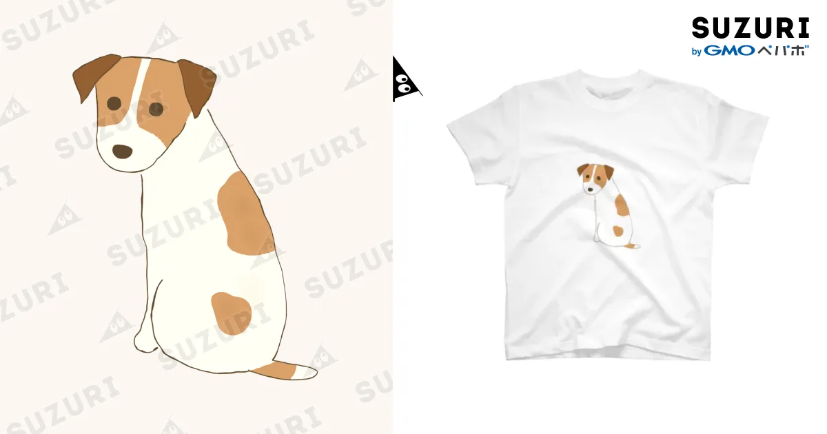 振り向くジャックラッセルテリア / 犬のイラスト／ゆいたっく ( yuitak-s )のスタンダードTシャツ通販 ∞ SUZURI（スズリ）