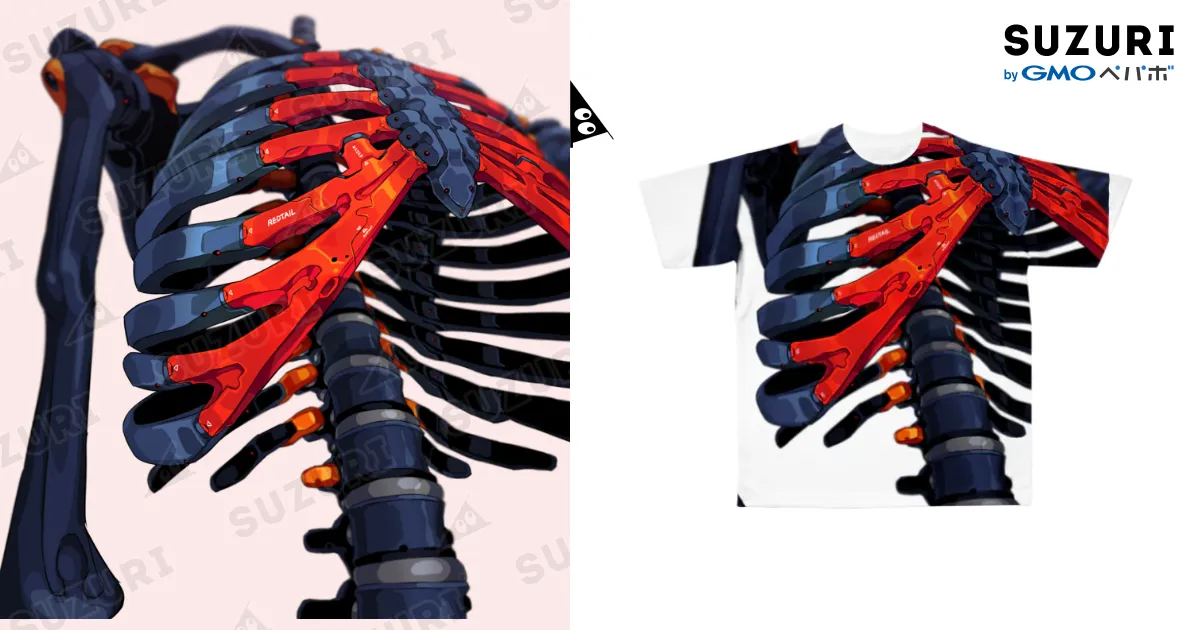 NEW_強化骨格：Enhanced skeleton / REDTAIL ( teru_m )のフルグラフィックTシャツ通販 ∞ SUZURI ...