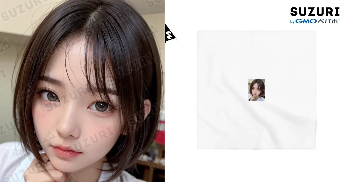 かわいらしさが溢れるショートカットのAI美女 / okayu20のバンダナ通販 ∞ SUZURI（スズリ）