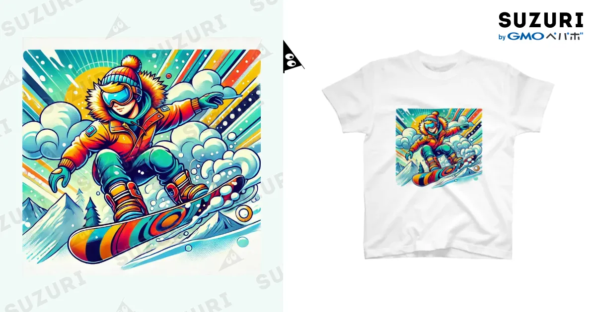ポップでエネルギッシュなスノーボードデザイン / bunkak-shinryuのスタンダードTシャツ通販 ∞ SUZURI（スズリ）