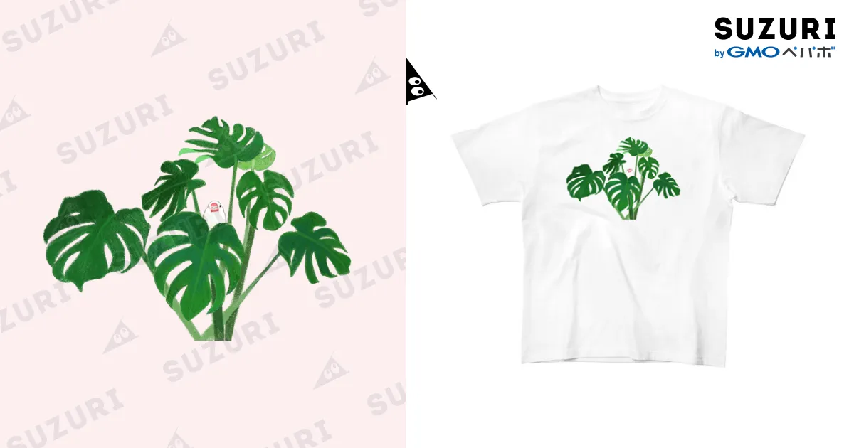 白文鳥とモンステラ / たかはら ( ppp_tk_ )のライトウェイトTシャツ通販 ∞ SUZURI（スズリ）